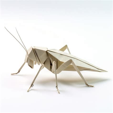 Modular Constructivism Lifelike Origami Bug On White Surface Stock