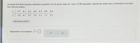 Solved Compute The Least Squares Regression Equation For The Chegg