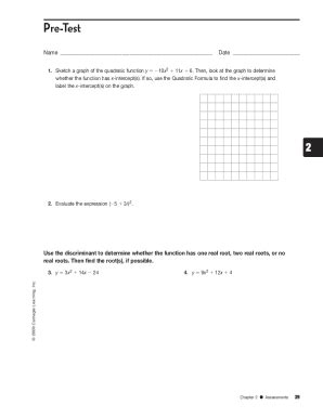 Fillable Online Quadratic Functions Unit Test Flashcards Fax Email Print PdfFiller