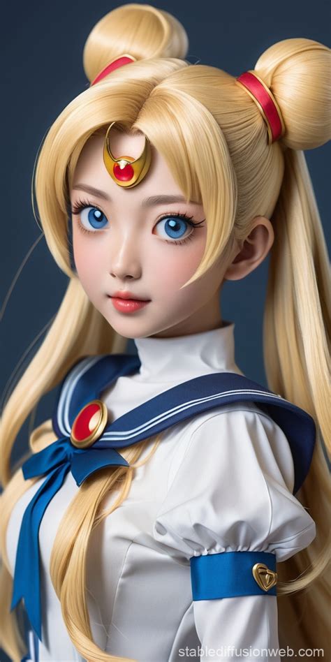 Portrait Of Sailor Moon From The Sailor Moon Crystal Anime Prompts
