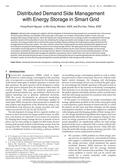 pdf distributed demand side management with energy storage in smart grid
