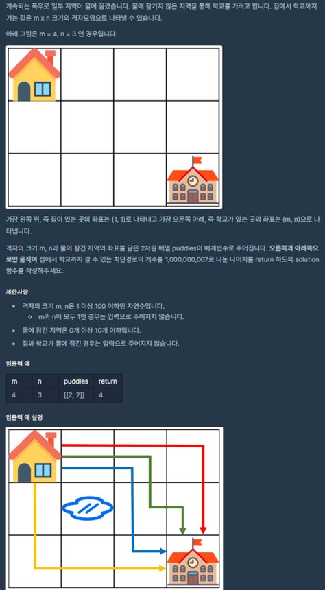 프로그래머스 Lv 3 동적계획법 Dynamic Programming 등굣길