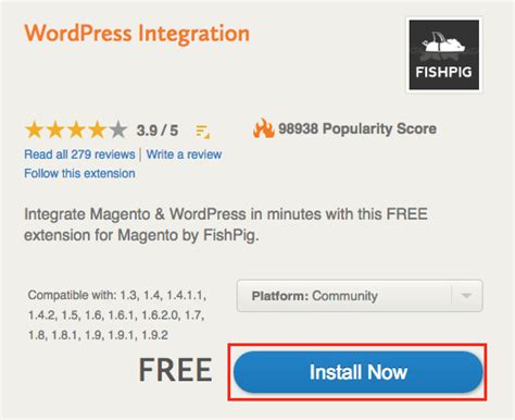 using magento connect to install wordpress