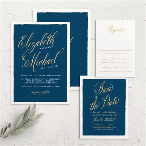 Calligraphy Script Foil Wedding Invitations