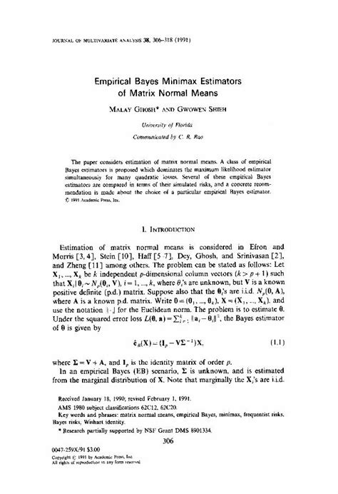 Pdf Empirical Bayes Minimax Estimators Of Matrix Normal Means