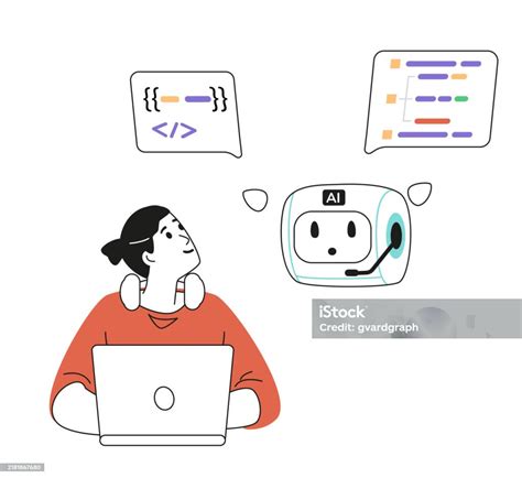 Man Programmer Interacting With Artificial Intelligence For Code