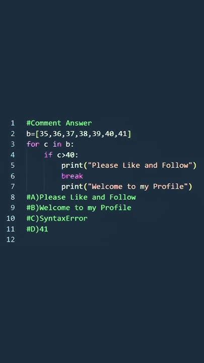 Comment Answer Python Coding Pythonprogramming Quiz Yt Shortvideo