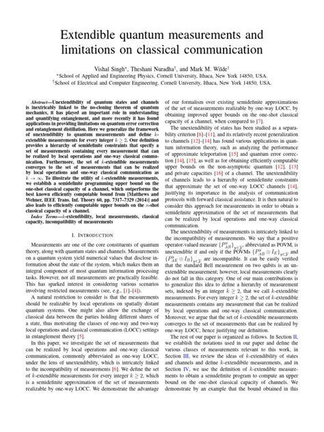 Extendible Quantum Measurements And Limitations On Classical Communication Pdf Quantum