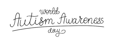 세계 자폐증 인식의 날 손으로 쓴 검은 단어는 흰색 배경에 고립되어 있습니다 손으로 그린 서예 레터링 미니멀리스트 스타일 배너 포스터 카드용 4월에 대한 스톡 벡터 아트 및