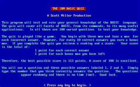 IBM Basic Quiz Download 1989 Puzzle Game