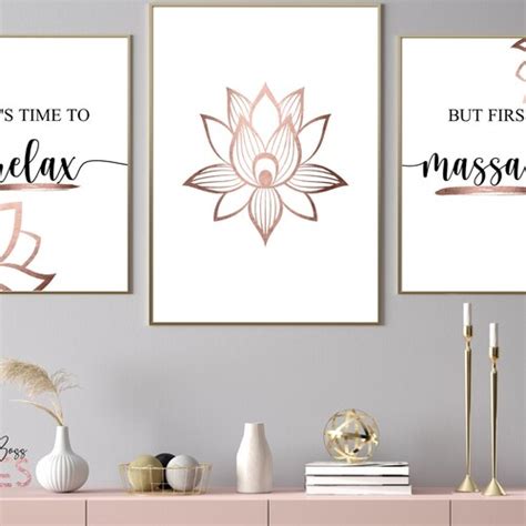 Rose Gold Massage Art Set Of 3 Massage Printable Spa Salon Etsy