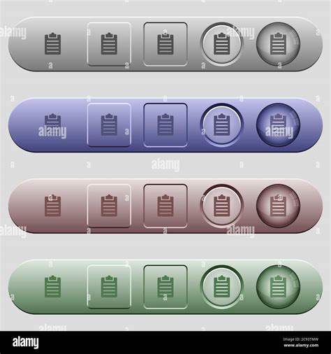 Notes Icons On Rounded Horizontal Menu Bars In Different Colors And Button Styles Stock Vector