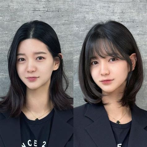 임지우 On Instagram 중단발 레이어드컷•c컬펌 💗 묶어도 풀어도 애매한 기장•••🥹 단발에서 그냥 무작정 기르기만 하실거에요 과하지 않게 적당한