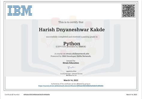 Harish Kakde On Linkedin Completed Ibm Python Training