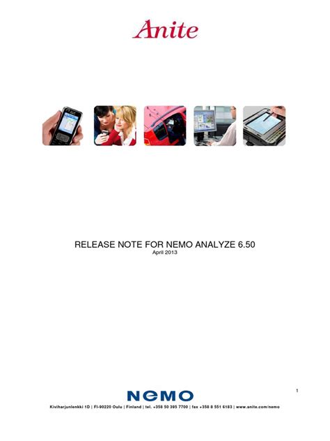 nemo analyze 6 50 release note pdf installation computer programs