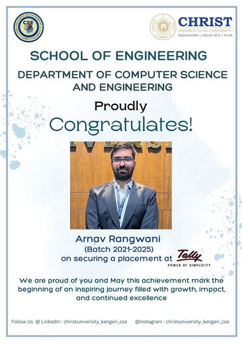 Cse Placementsuccess Tally Christuniversity Bangalore Department Of Cse Christ University
