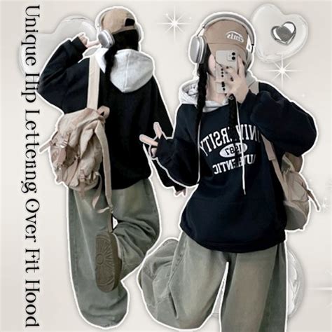 꼬맹 데일리도톰기모🖤 어센틱 레터링 프린팅 배색 기모안감 오버핏 박스핏 남녀공용 후드 티셔츠 3color