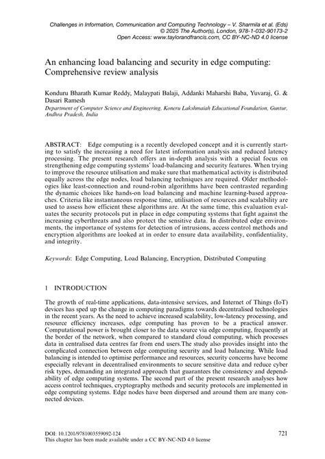 Pdf An Enhancing Load Balancing And Security In Edge Computing Comprehensive Review Analysis