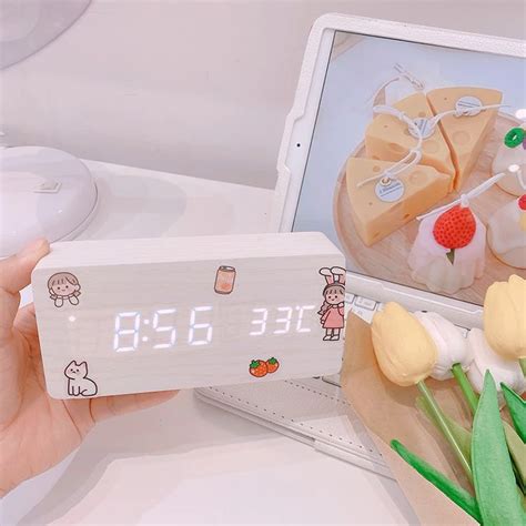 Цифровой будильник с подсветкой, милый маленький бесшумный светодиодный ...