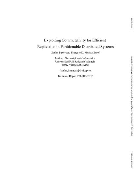Pdf Exploiting Commutativity For Efficient Replication In Partitionable Distributed Systems