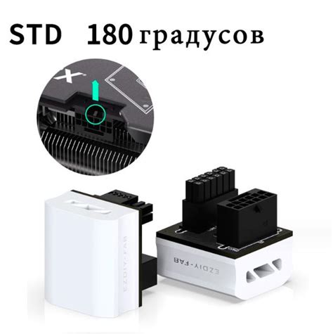 12VHPWR PCie 5.0 угловой адаптер 180 градусов белый алюминиевый STD ...