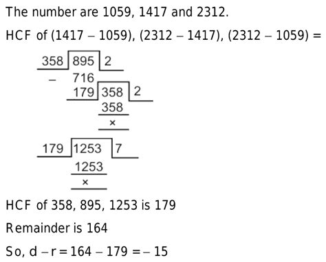 29 d is an integer greater than 1 when the numbers 1059 1417 and 2312 are divided by d the