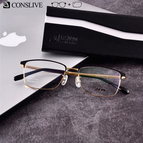 Titanium Glasses Frames Men Dioptric Eyeglasses Gold Black Eye Frame