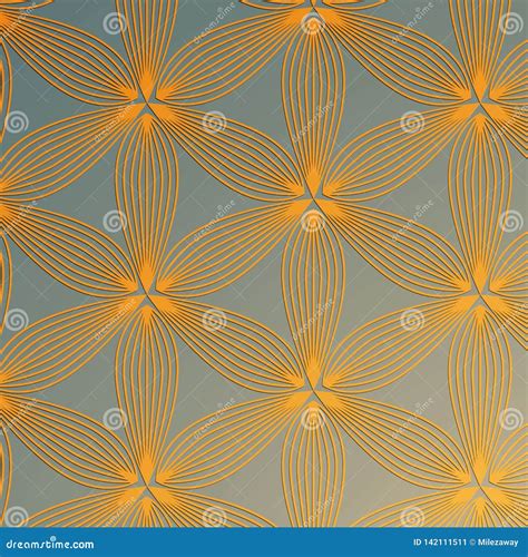 Linear Vector Pattern Repeating Abstract Leaves Gray Line Of Leaf Or Flower Floral Graphic