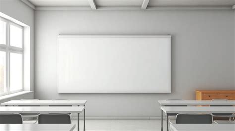 Premium Ai Image Empty Modern Classroom With White Interactive Board Generative Ai