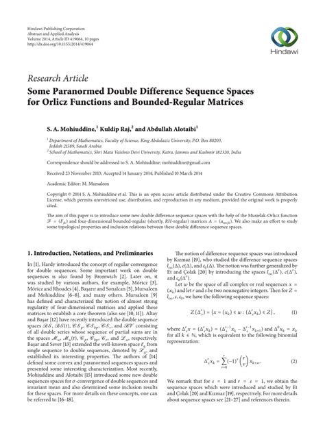 Pdf Some Paranormed Double Difference Sequence Spaces For Orlicz