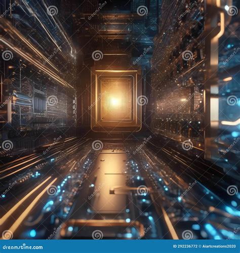 a computer generated visualization of a quantum computing circuit in action2 royalty free stock