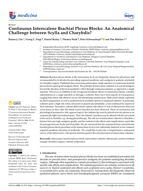 Continuous Interscalene Brachial Plexus Blocks An Pdf Vertebra Vertebral Column