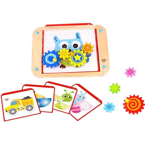 Fat Brain Toys Go Go Gears Wooden Size Matching Puzzle For