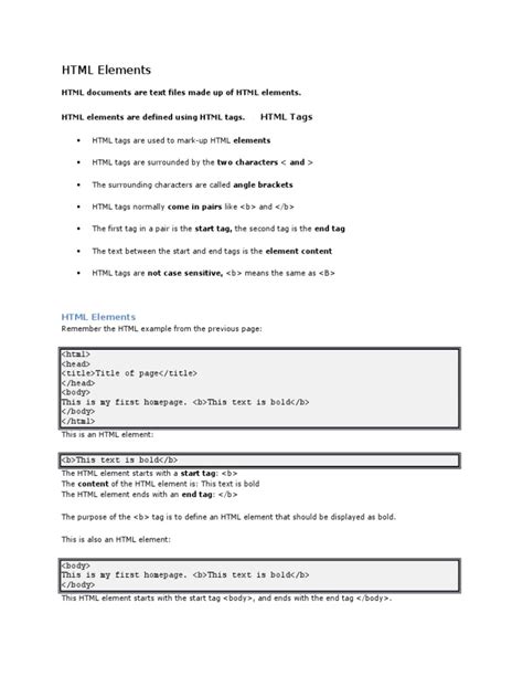 Html Elements Pdf Html Element Hyperlink