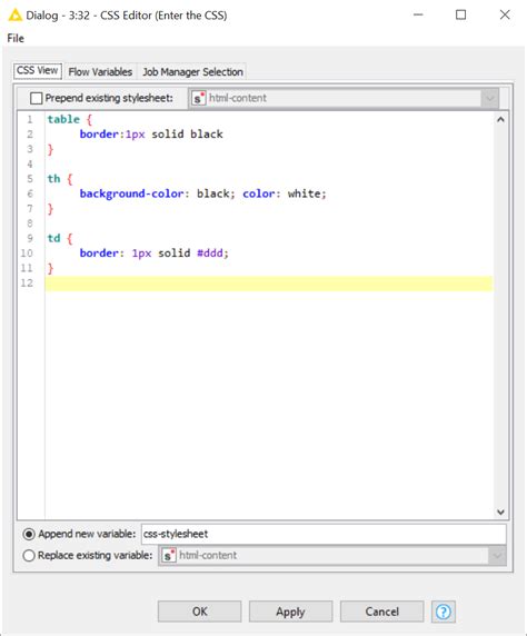 edit html content after table to html node knime analytics platform