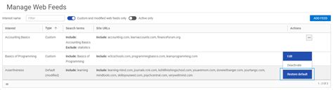 Restore A Default Modified Web Feed