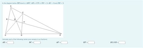 Solved In The Diagram Below BE Bisects AEC ABCDDG AG Chegg