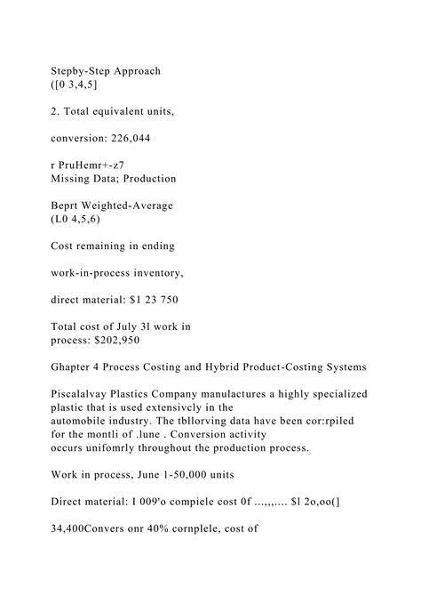 Chapter 4 Process Costing And Hybrid Product Cosling Systems Docx