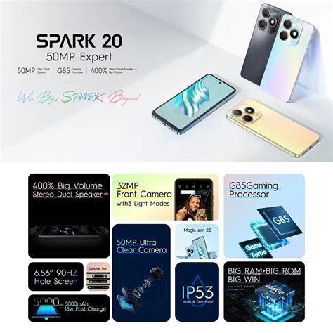 TECNO Spark Smartphone GB RAM GB ROM MTK G MP Main Camera HD Hz