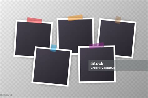 접착제 테이프와 빈티지 사진 프레임의 집합입니다 빈티지 스타일입니다 접착제 테이프가 있는 벡터 그림입니다 검은색에 대한 스톡 벡터 아트 및 기타 이미지 Istock