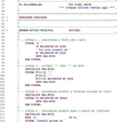 Experiência COBOL Comando String