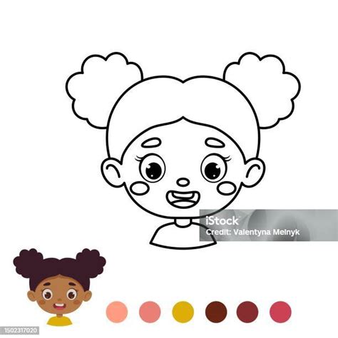 만화 소녀의 귀엽고 재미있는 색칠 공부 페이지 개요 아이들을 위한 색칠하기 책 미취학 아동 및 유아를 위한 교육 활동 벡터 스톡
