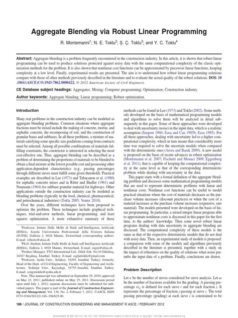 Aggregate Blending Via Robust Linear Pro Pdf Linear Programming