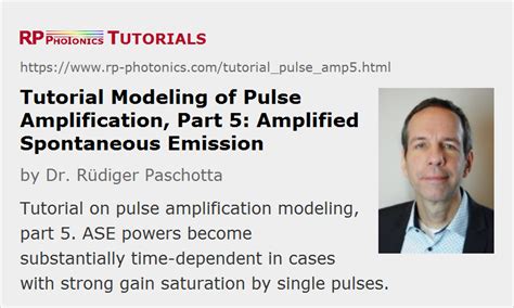 Tutorial Modeling Of Pulse Amplification Part 5 Amplified Spontaneous Emission