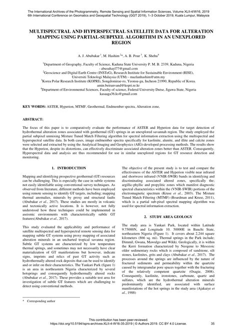 pdf multispectral and hyperspectral satellite data for alteration