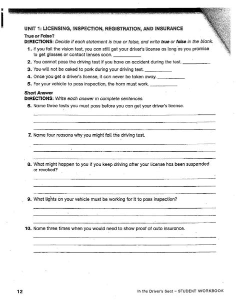 Free Drivers Ed Worksheet Answers Download Free Drivers Ed Worksheet Answers Png Images Free