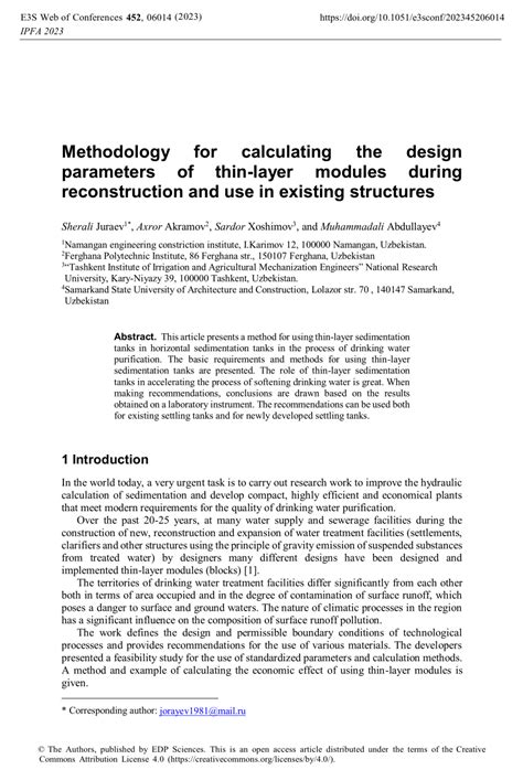 Pdf Methodology For Calculating The Design Parameters Of Thin Layer Modules During