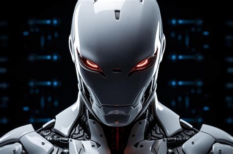 Premium Photo Symbiotic Male Human Robot Standing Futuristic Cyborg Illuminated