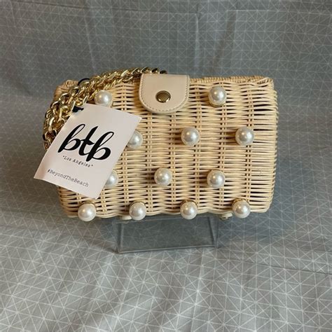 Beyond The Beach Bags Nwt Beyond The Beach Btb Willow Pearl Rattan Chain Belt Bag Poshmark