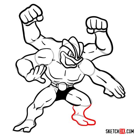 How To Draw Machamp Pokemon Sketchok Easy Drawing Guides